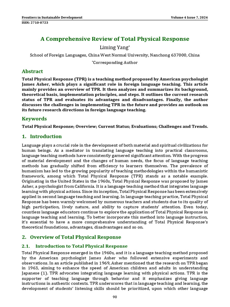 A Comprehensive Review of Total Physical Response | PDF | Language ...