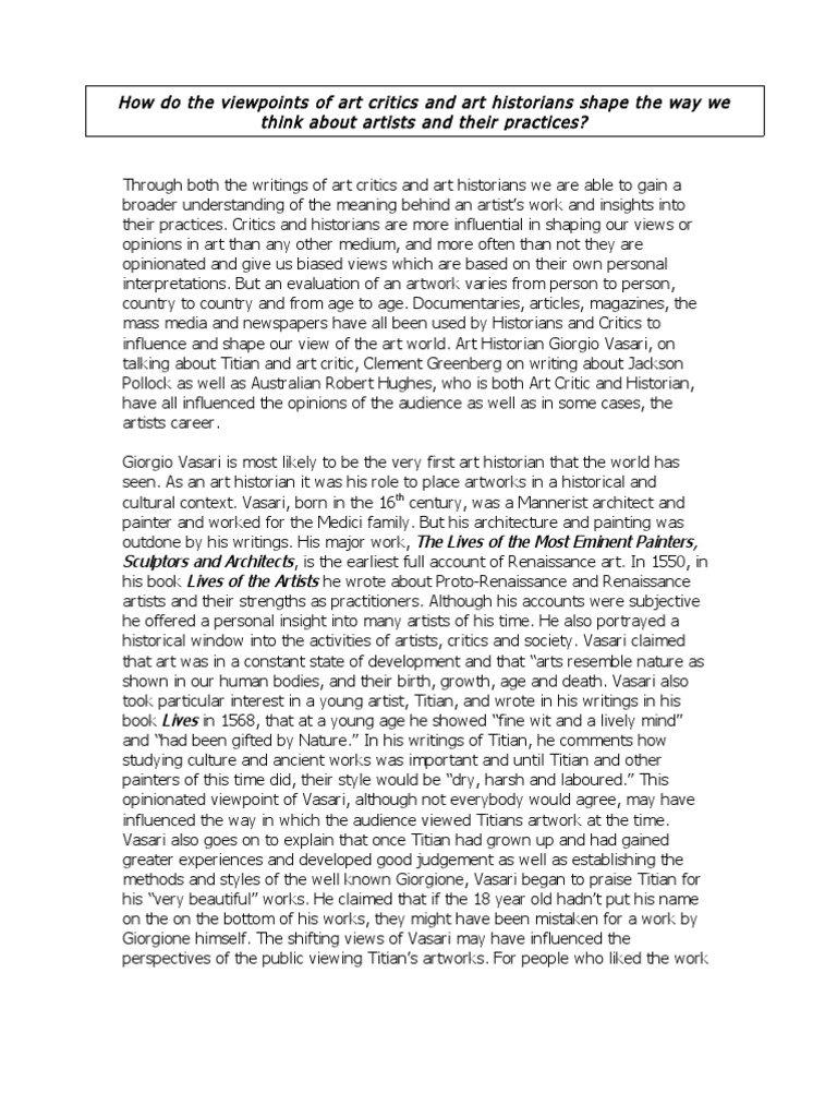 Influence of Critics on Art Perception | PDF | Art History | Historian