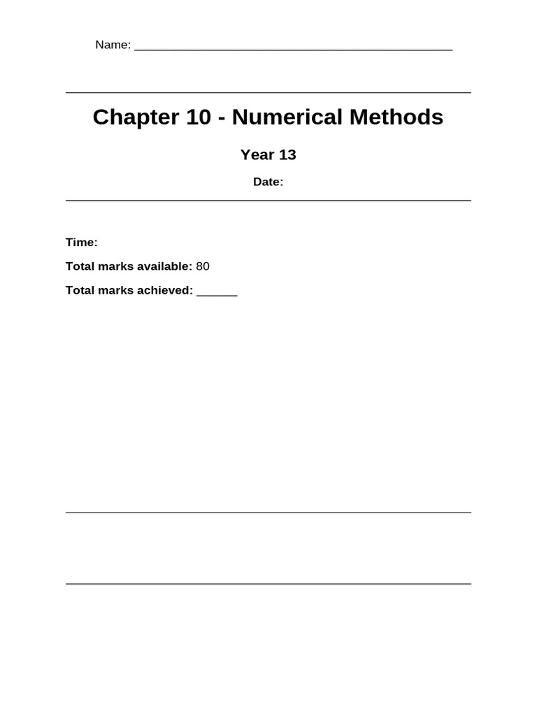 Year 13 Numerical Methods Exam Guide | PDF | Numerical Analysis ...