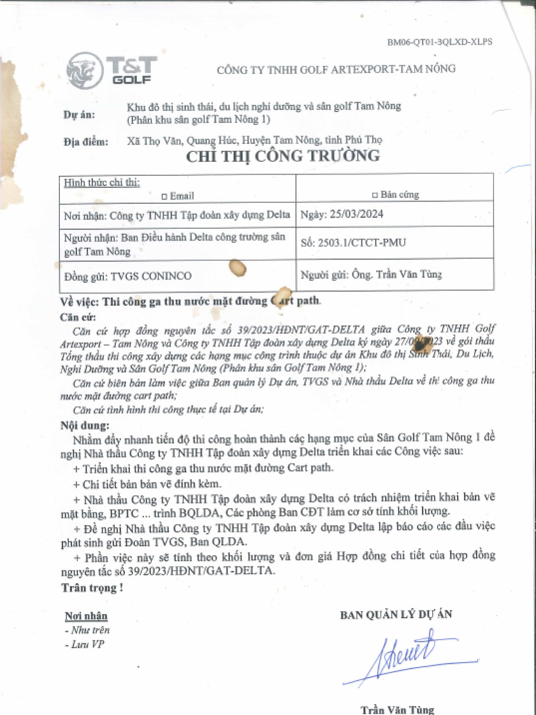 240325 CTCT Thi Công Hố Ga Thu Nước Mặt Đường Cartpath | PDF