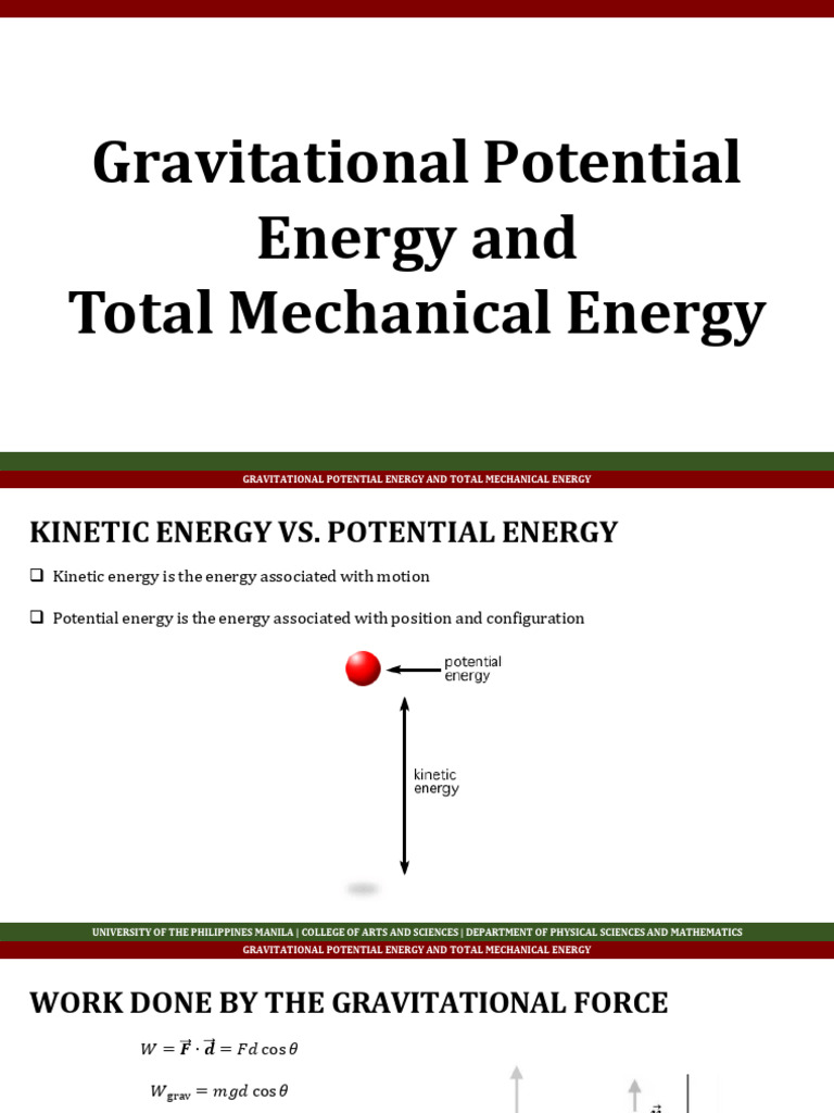 Lecture 19 - Gravitational Potential Energy and Total Mechanical Energy | PDF | Potential Energy ...