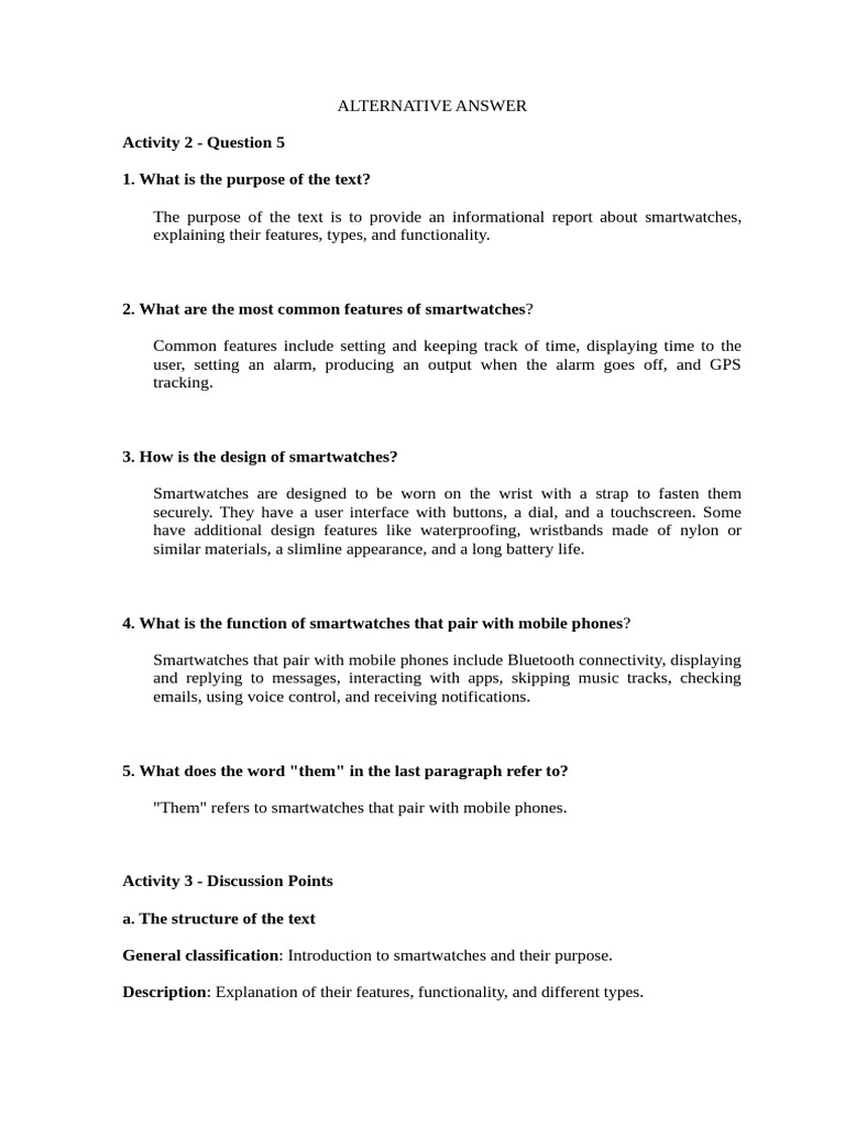 ALTERNATIVE ANSWER Smartwatch | PDF