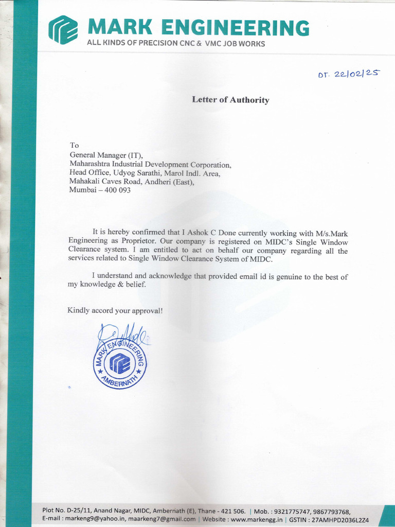 LetterofAuthority For SWC | PDF