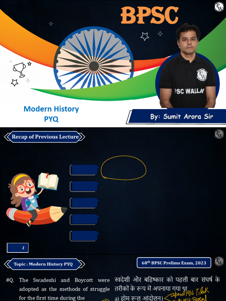 BPSC MCQ Modern History PYQ Bilingual SUMIT SIR Balveer Singh | PDF | Resistance To The British ...