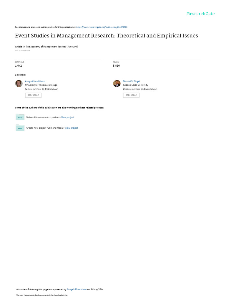 Event Studies in Management Research | PDF | Bootstrapping (Statistics ...