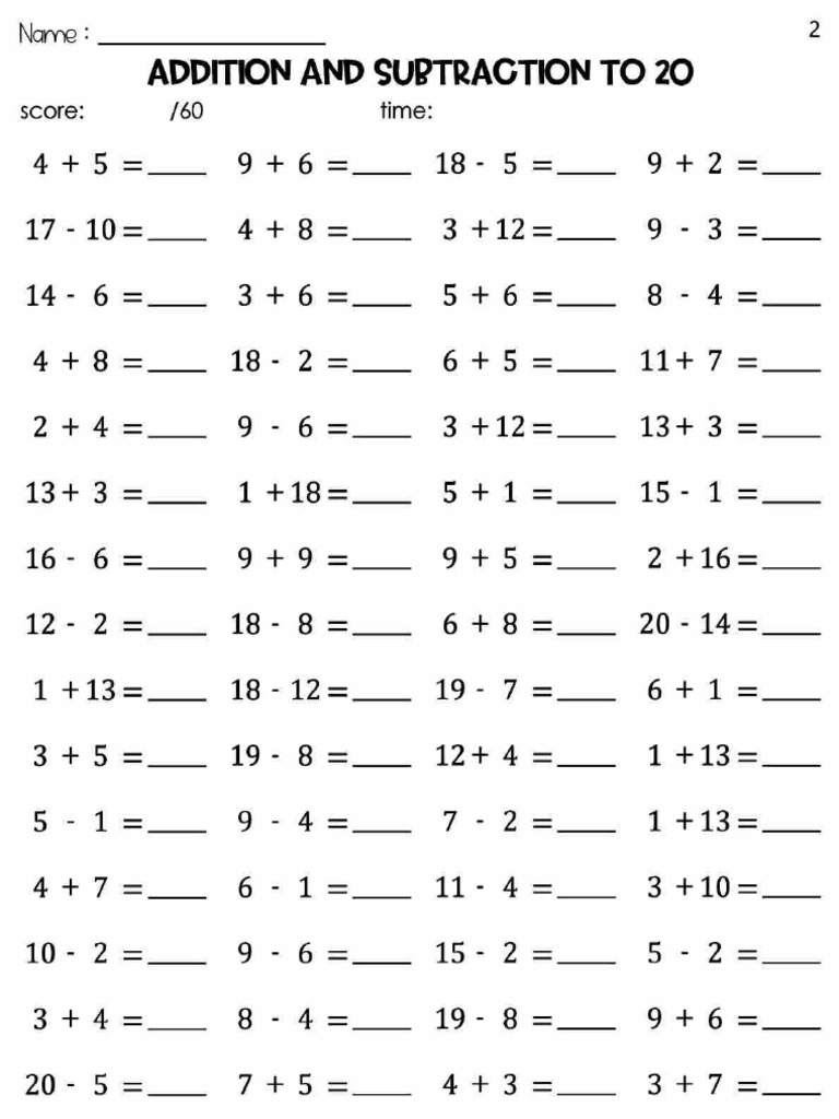 Math Practice: Addition & Subtraction | PDF