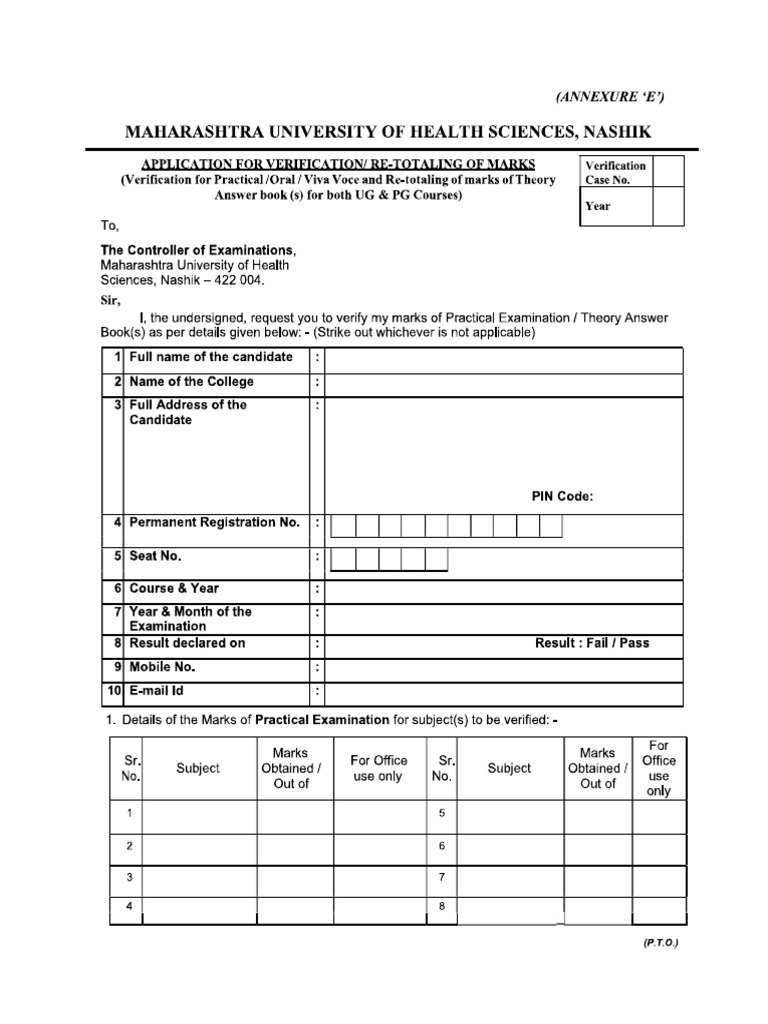 MUHS Marks Re Totaling Form | PDF
