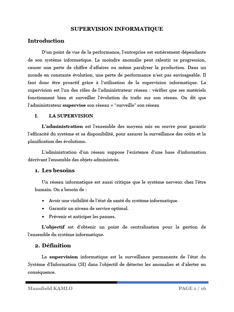 Supervision Informatique et Outils Associés | PDF | Serveur ...