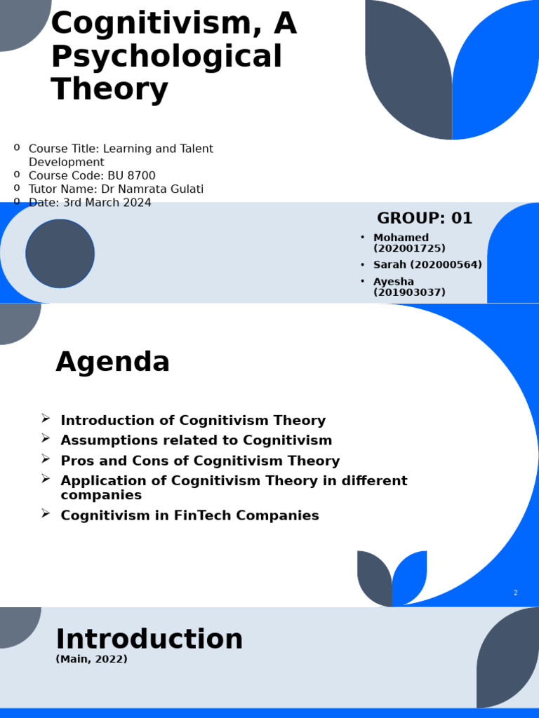 Cognitive Theory of Learning Assumptions. Pros and Cons and More | PDF ...