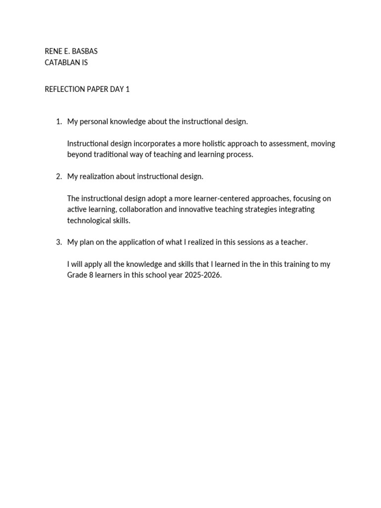 Reflection Matatag | PDF