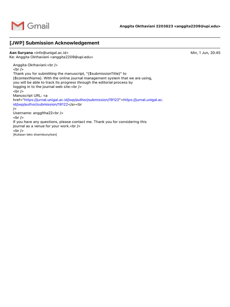 (JWP) Submission Acknowledgement | PDF