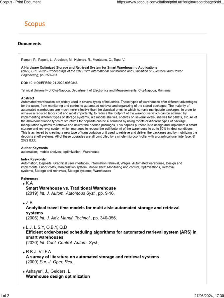 A Hardware Optimized Storage and Retrieval System For Smart Warehousing Applications | PDF ...