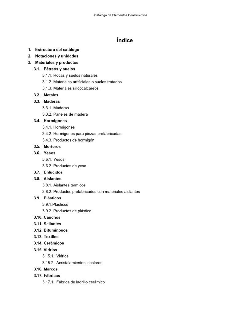 Índice: Catálogo de Elementos Constructivos | PDF