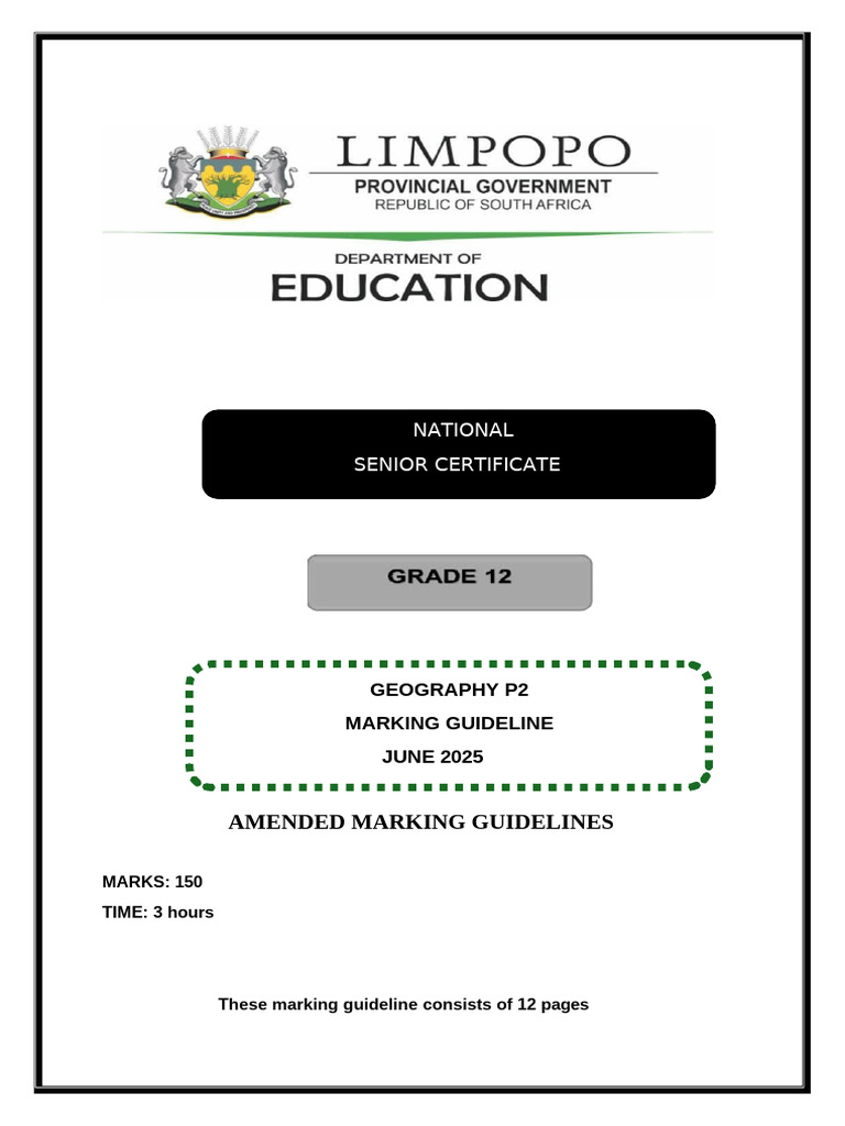 Geography_P2_ Amended Marking Guidelines | PDF | Agriculture | Agricultural Productivity