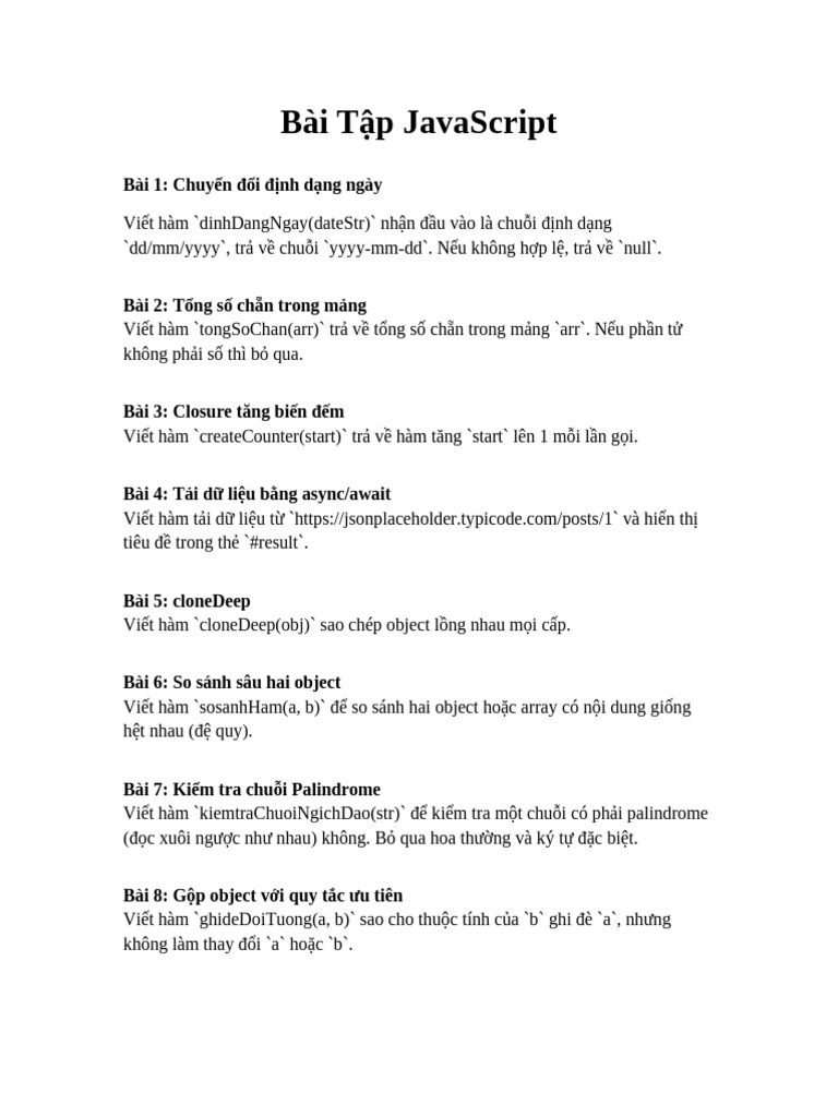 20 Bai Tap JS | PDF