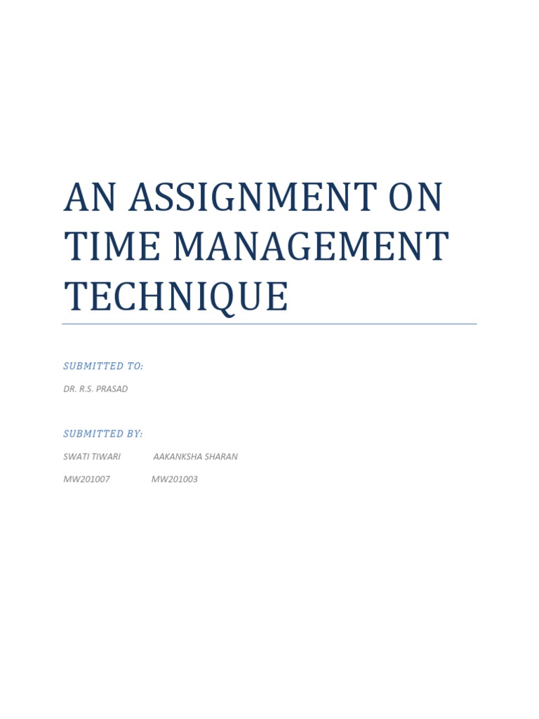 An Assignment On Time Management Technique | PDF | Time Management ...