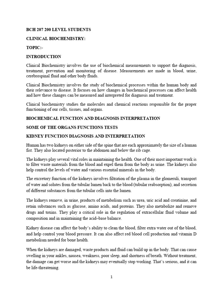 BCH 207 Lecture Note | PDF | Alanine Transaminase | Liver