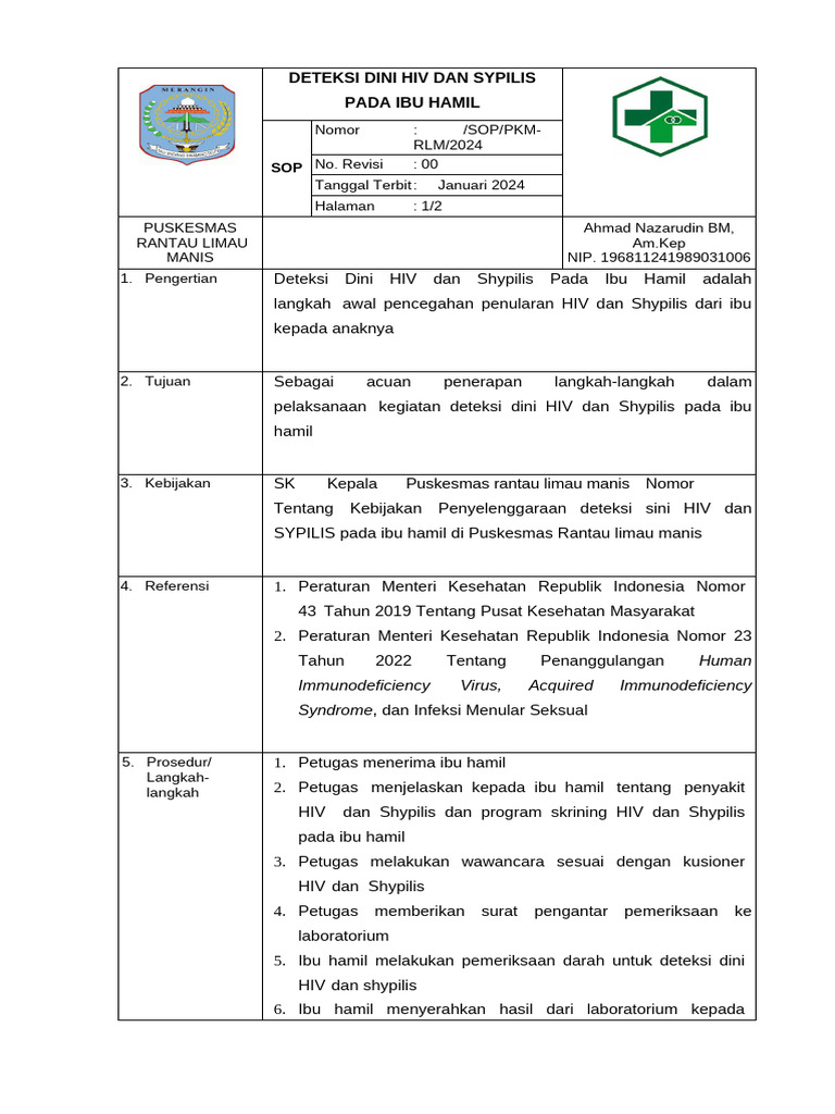 Sop Deteksi Dini Hiv | PDF