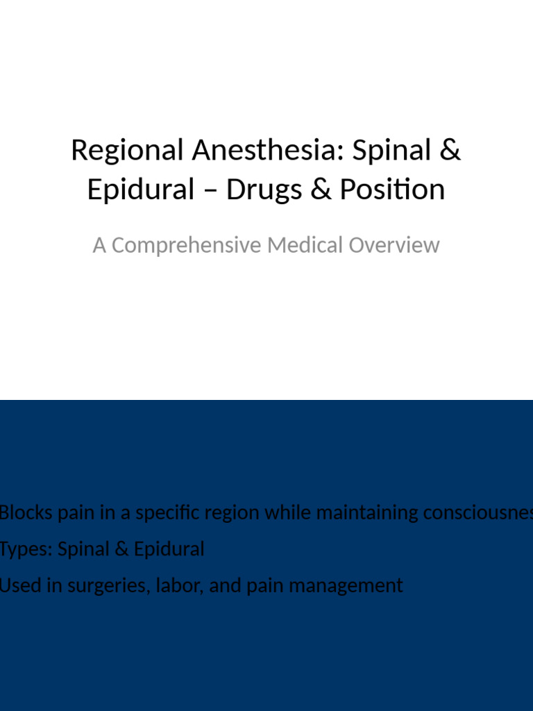 Advanced Regional Anesthesia Presentation | PDF