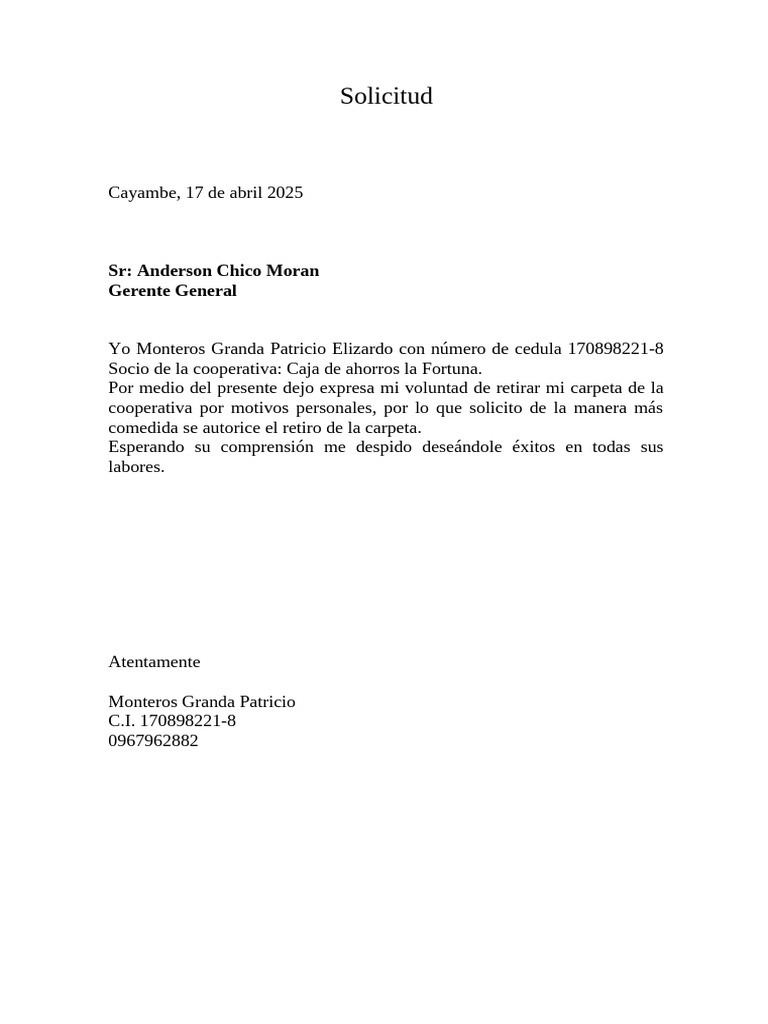 Solicidud Retiro de Documentos | PDF