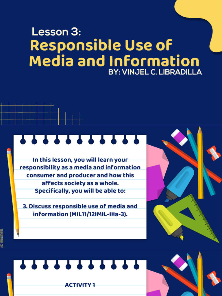 Lesson 3 Copy Responsible Use of Media and Information | PDF ...