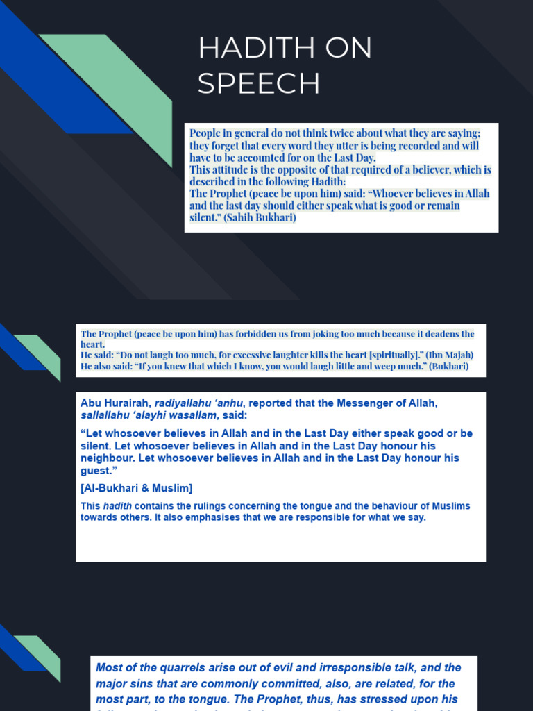 Hadith on Good Speech and Silence | PDF