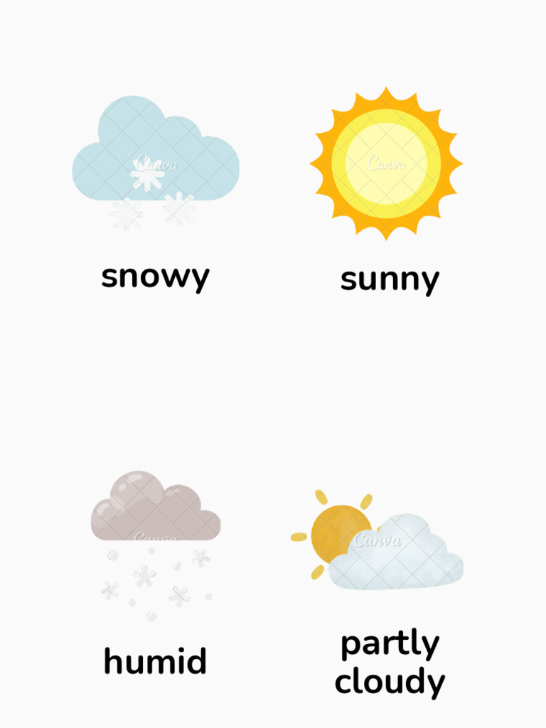 Colorful Illustration Weather Flashcards | PDF
