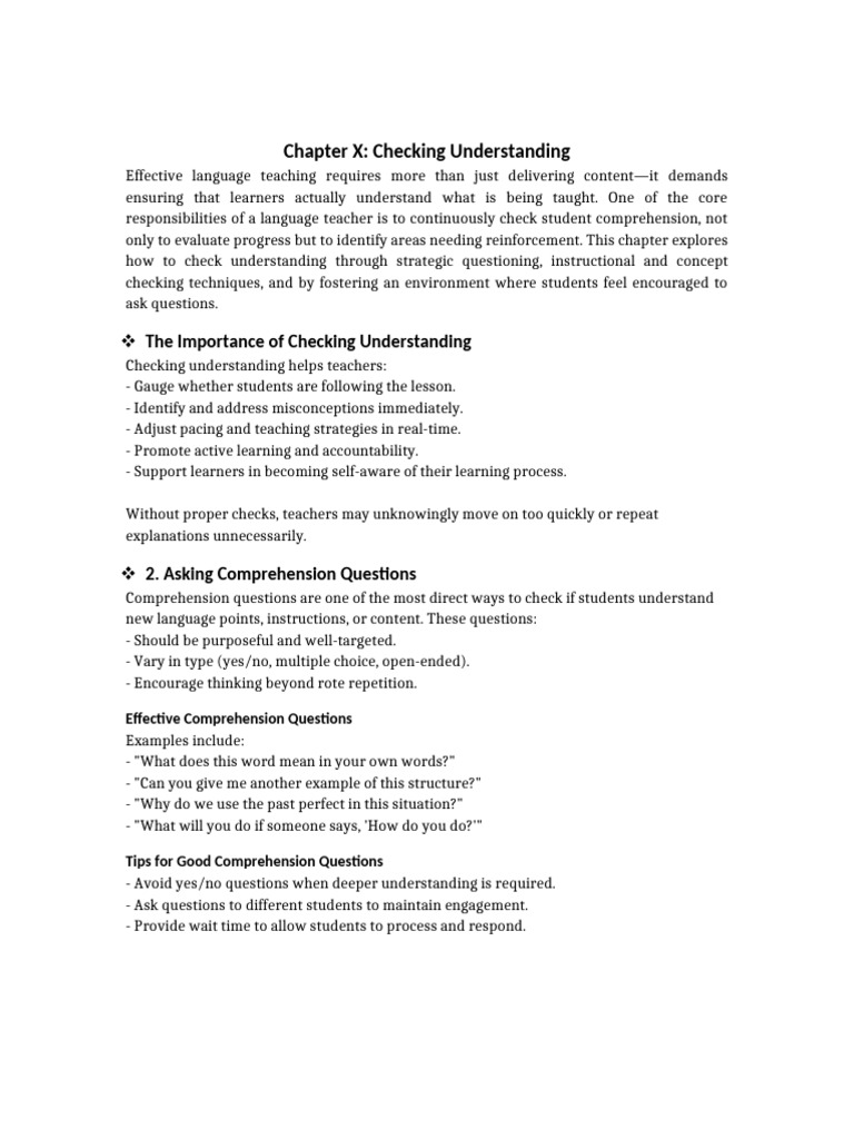 Chapter Checking Understanding With References | PDF | Reading Comprehension | Learning