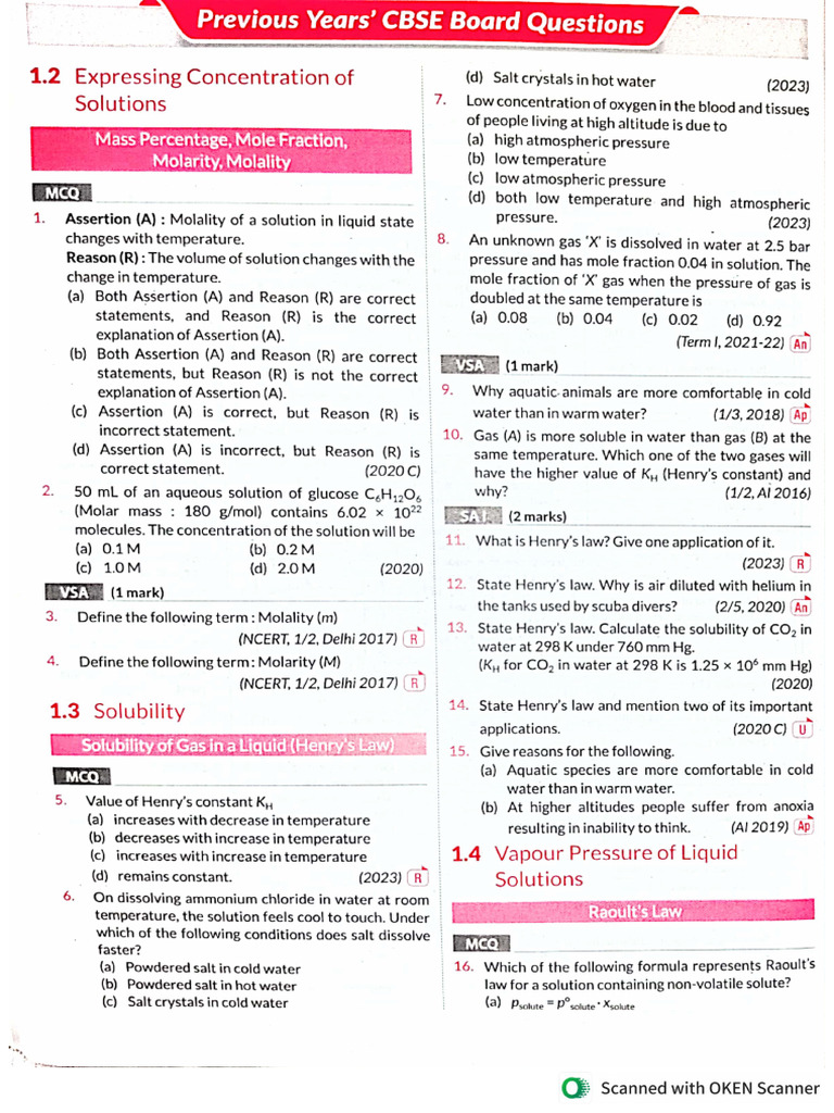 SOLUTION PYQ 12 CBSE by Artist 04....... | PDF