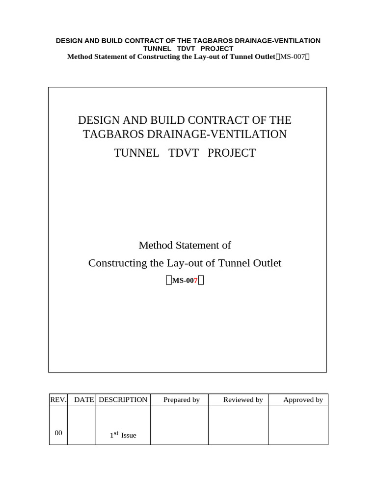Draft Ms For Constructing The Lay-Out of Tunnel Outlet | PDF ...