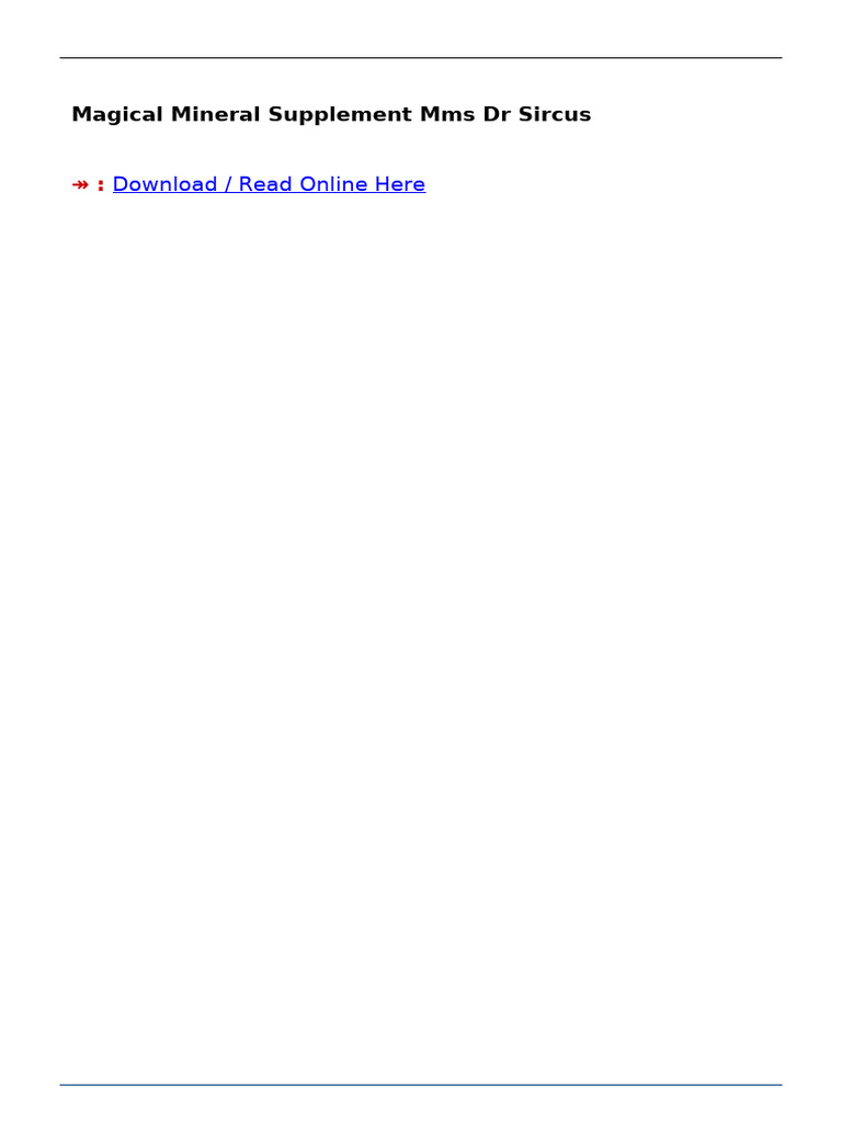 Magical Mineral Supplement Mms DR Sircus | PDF | Dietary Supplements ...