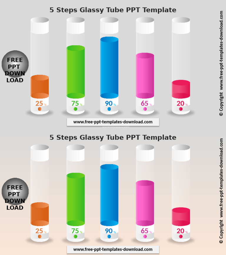 5 Steps Glassy Tube PPT Template | PDF