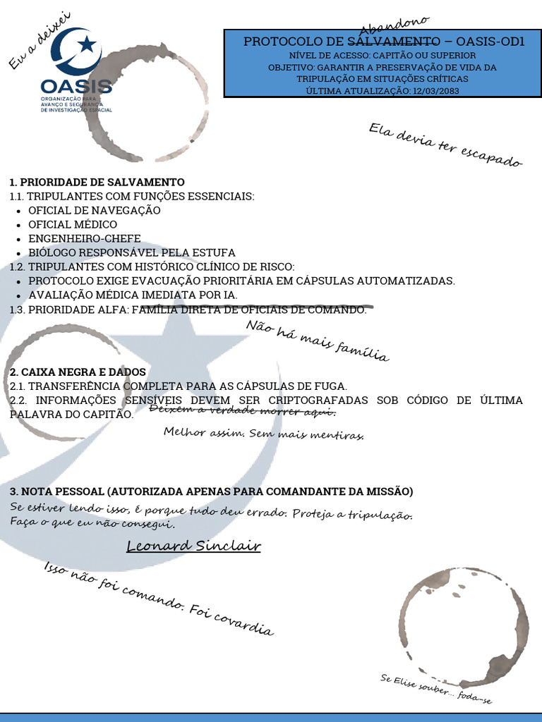 Protocolo de Salvamento OASIS-OD1 | PDF