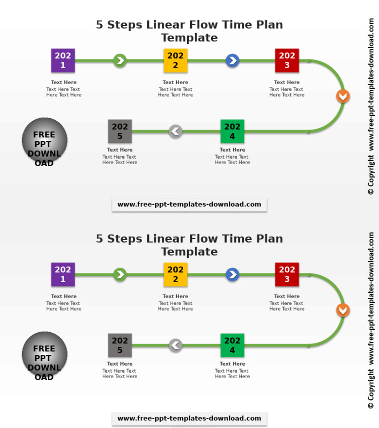 5 Steps Linear Flow Time Plan Template | PDF