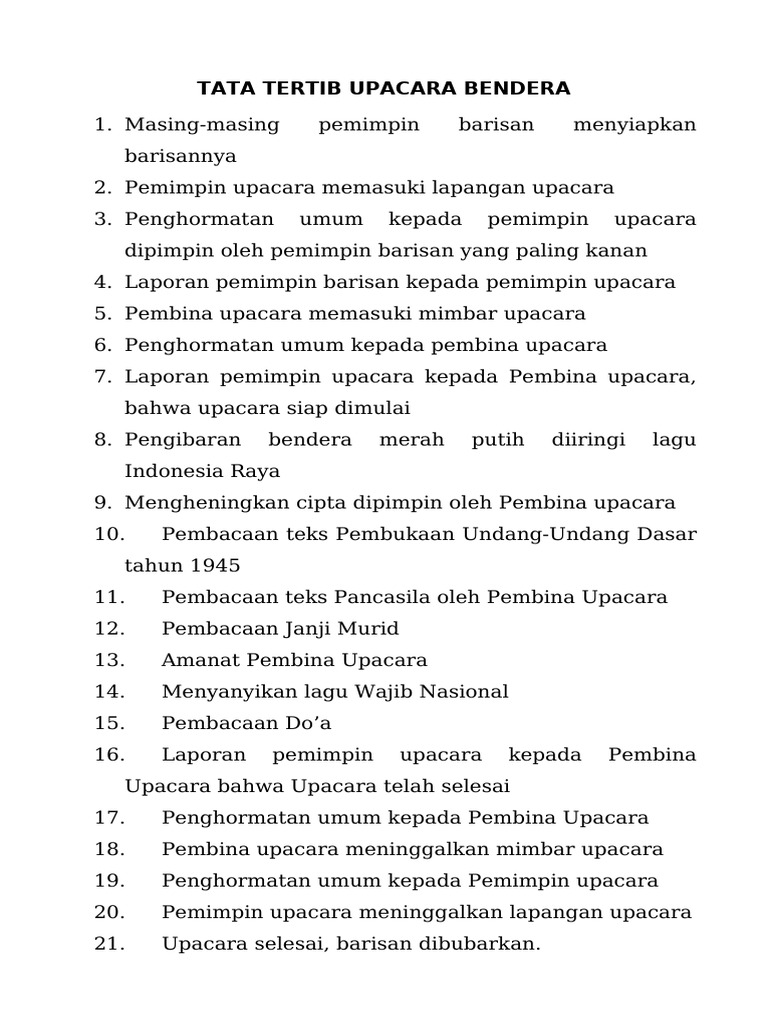 Tata Tertib Upacara Bendera | PDF