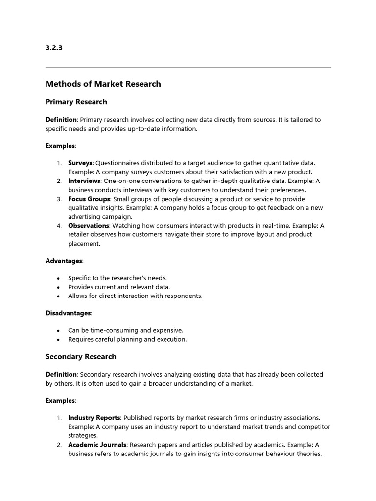 methods of market research | PDF | Marketing Research | Data
