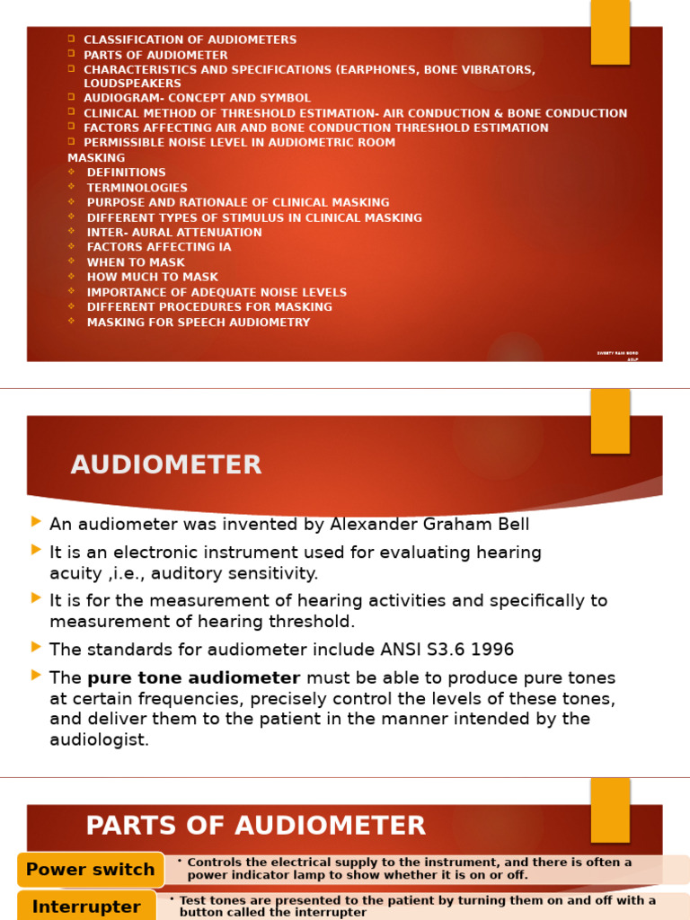 Pure Tone Audiometry & Masking (Unit 3+5) | PDF | Headphones ...
