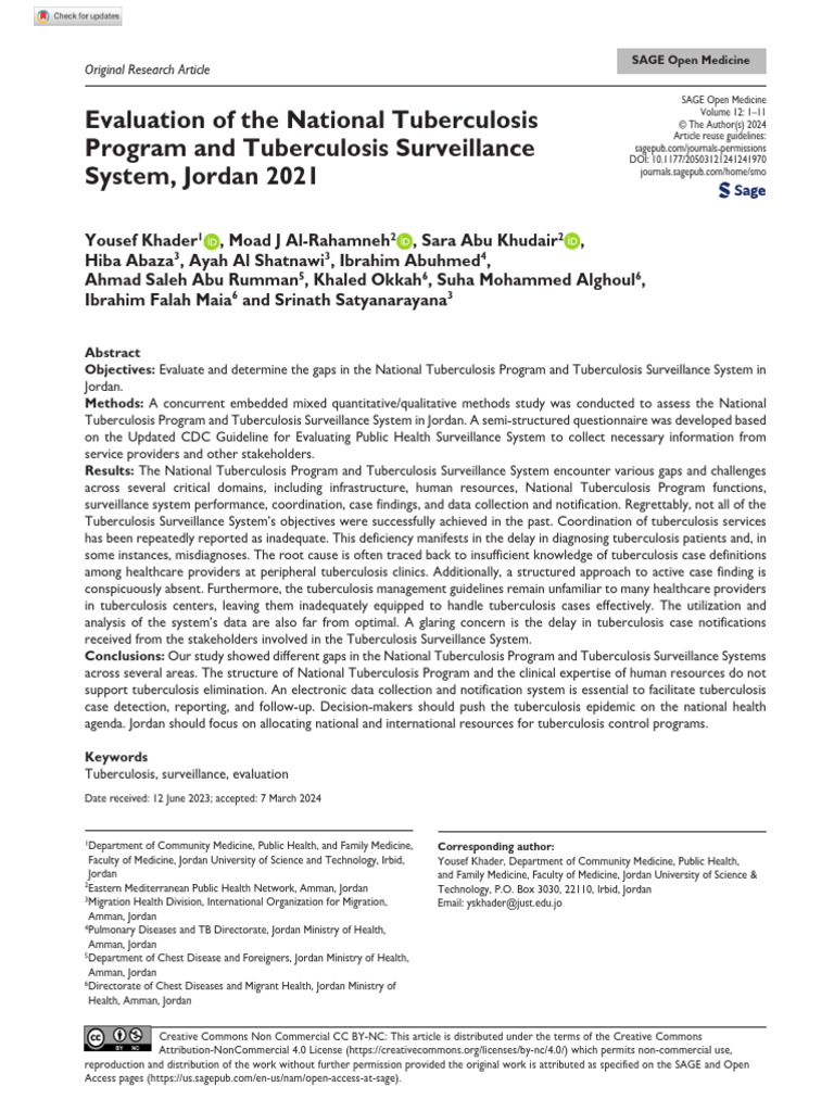 Khader Et Al 2024 Evaluation of The National Tuberculosis Program and ...