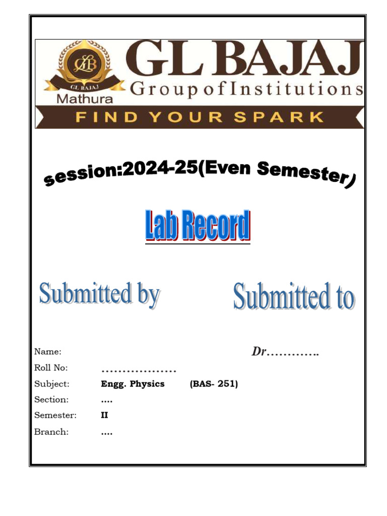 Front Page PHY Lab | PDF