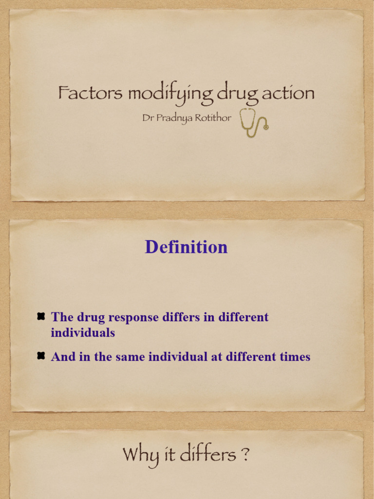 Factors Modifying Drug Action Explained | PDF | Drug Tolerance ...