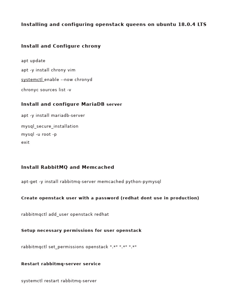 Working With Openstack-Queens On Ubutnu18.04 | PDF | Open Stack | Superuser