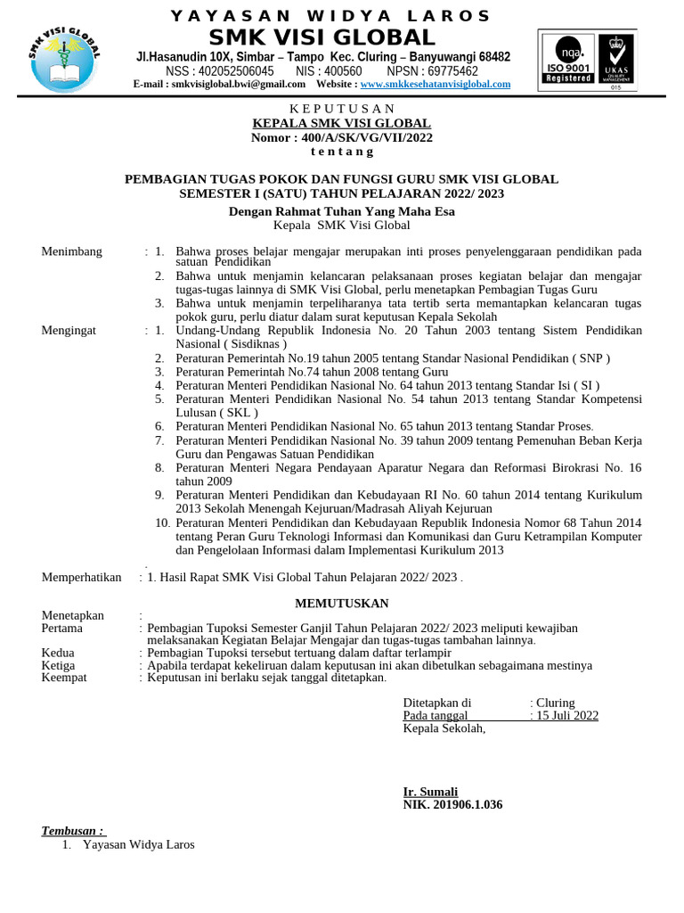 SK - PEMBAGIAN - TUGAS - TAMBAHAN - GURU - VG - GANJIL - 22 - 23 - SM1 (1) (AutoRecovered) | PDF