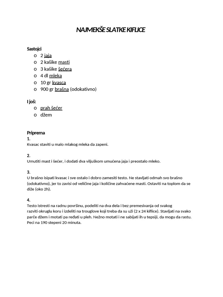 Najmekse Slatke Kiflice | PDF