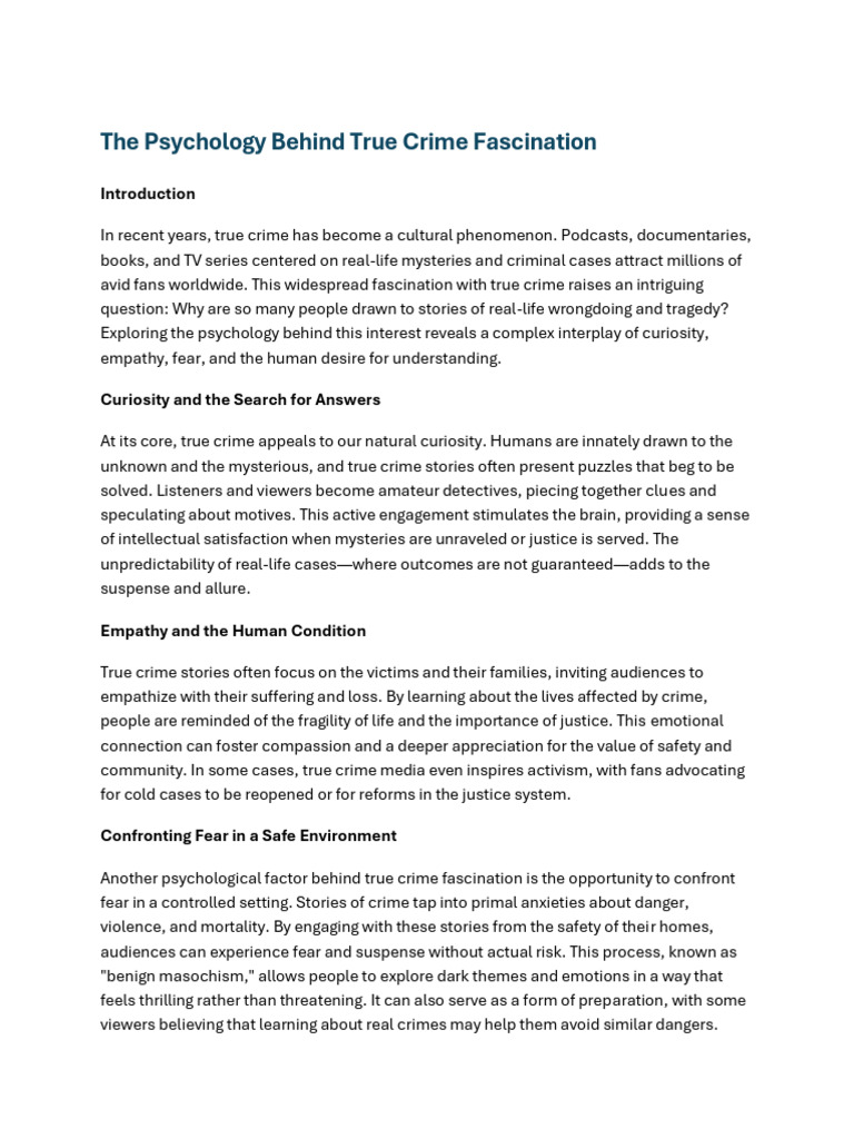 Understanding True Crime Fascination | PDF | Empathy | Crimes