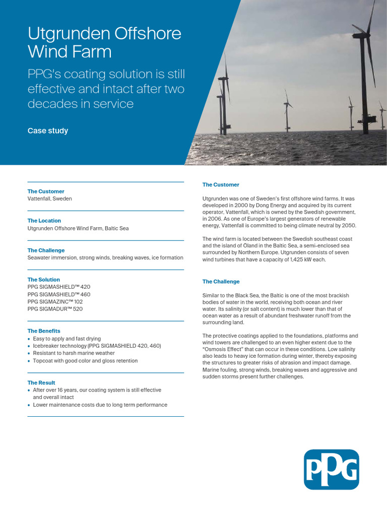 (PPG) Case Study Utgrunden Offshore Wind Farm | PDF | Offshore Wind Power | Wind Farm
