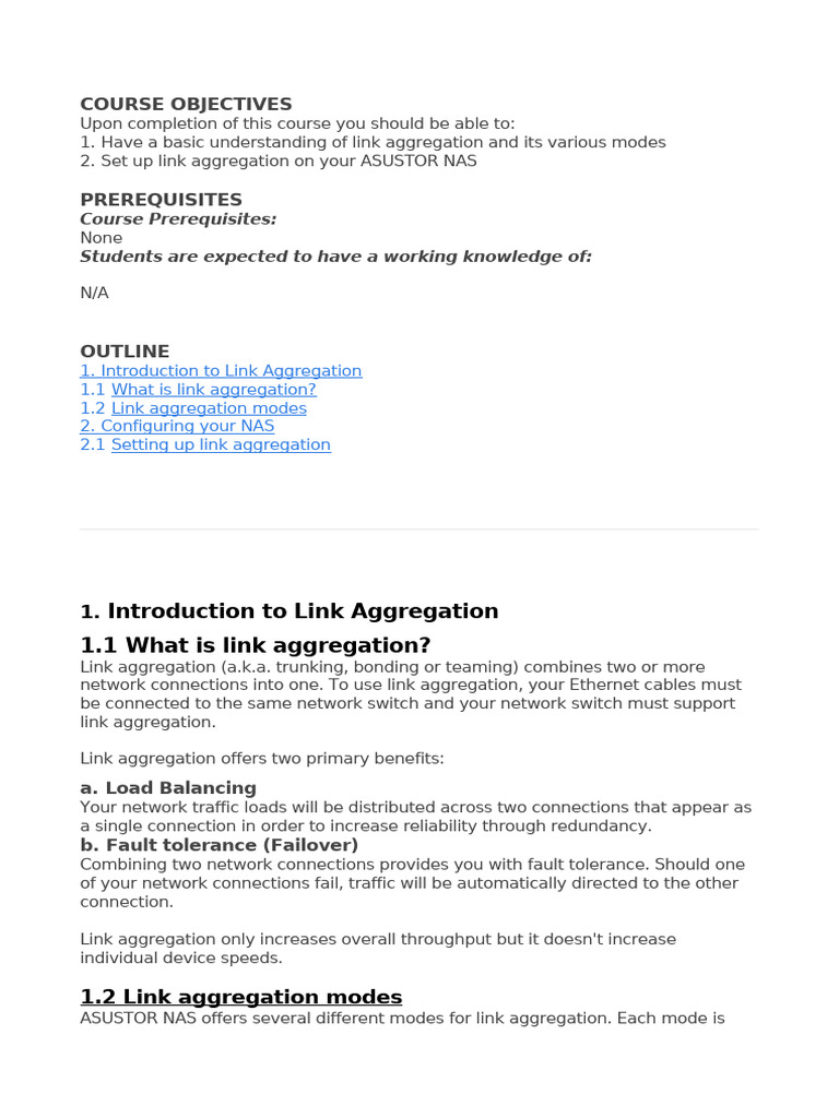 Asustore - Networking Link Aggregation | PDF | Computer Network ...