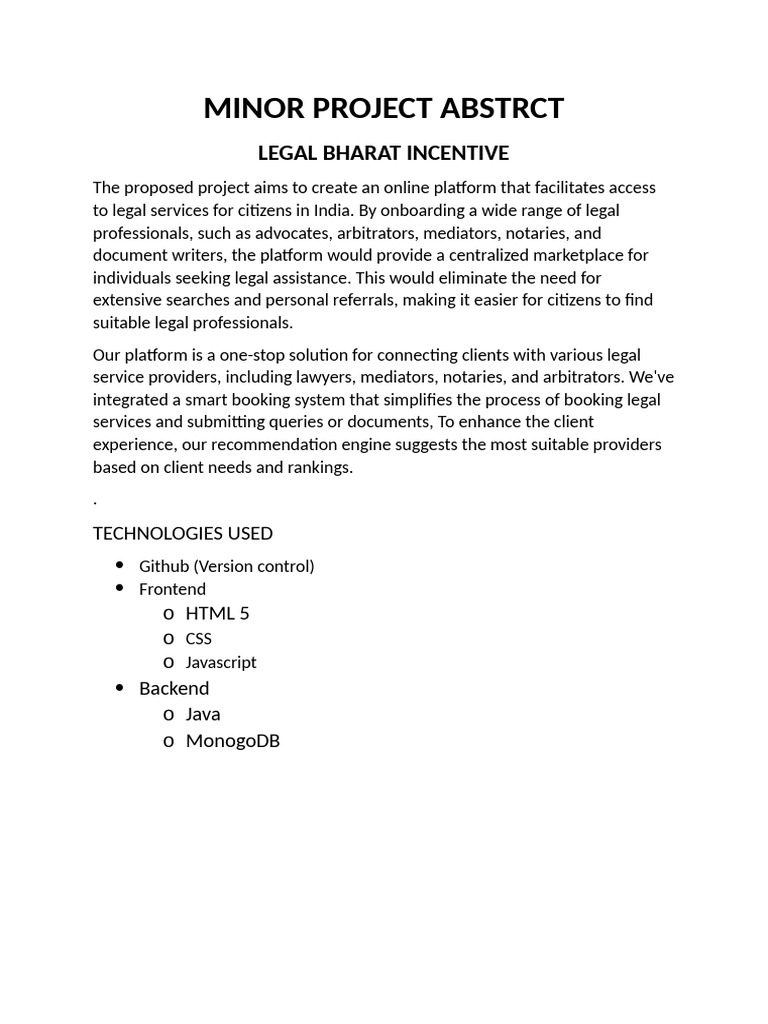 Minor Project Abstract 1 | PDF