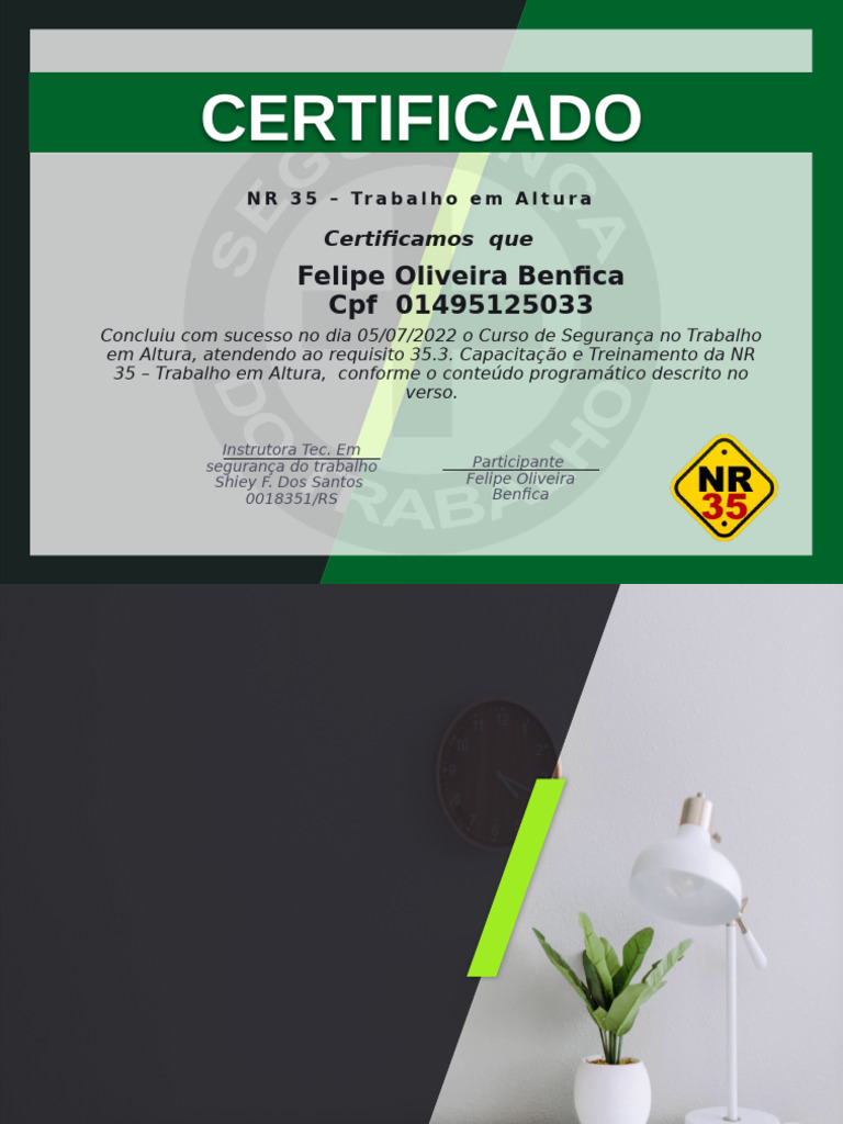 NR35+ +certificado+ +modelo+1+ +abr+21 | PDF