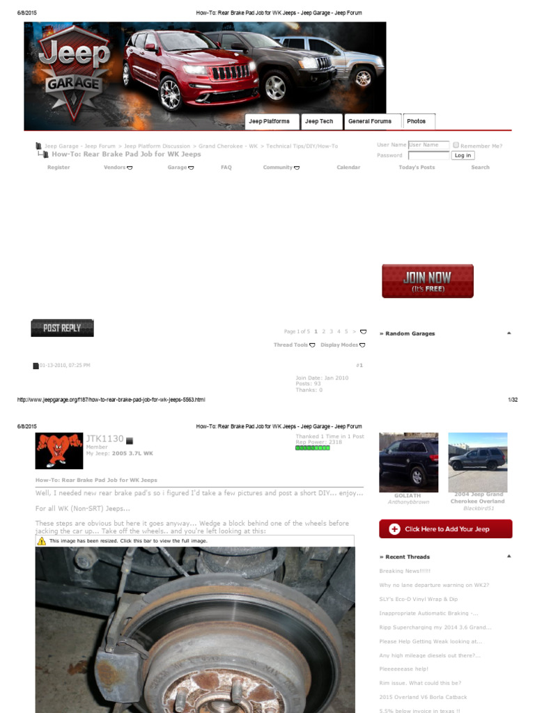 How-To_ Rear Brake Pad Job for WK Jeeps - Jeep Garage - Jeep Forum ...