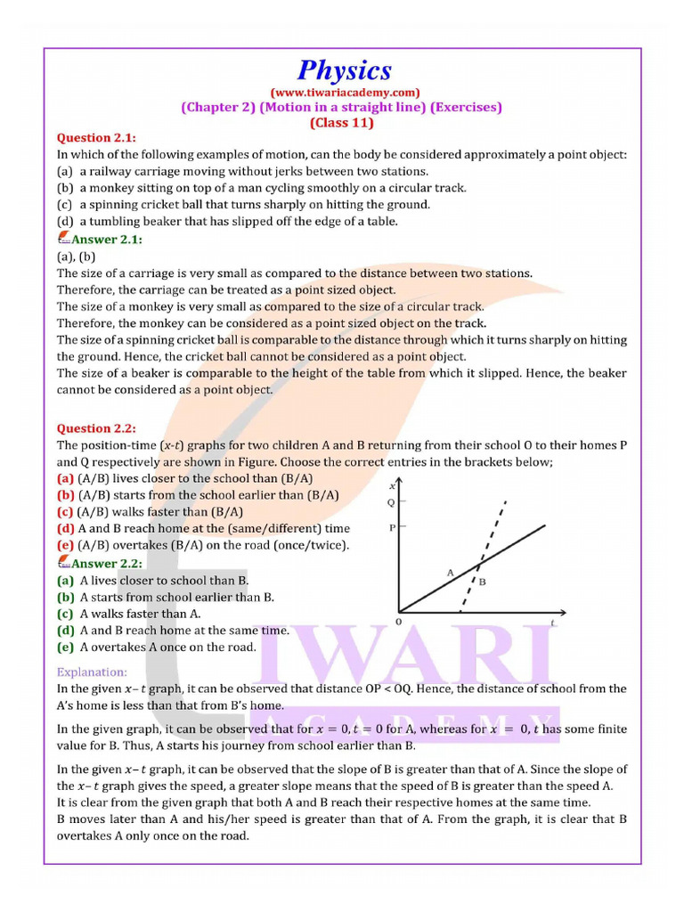 11 Physics Solutions Chapter 2 01 | PDF